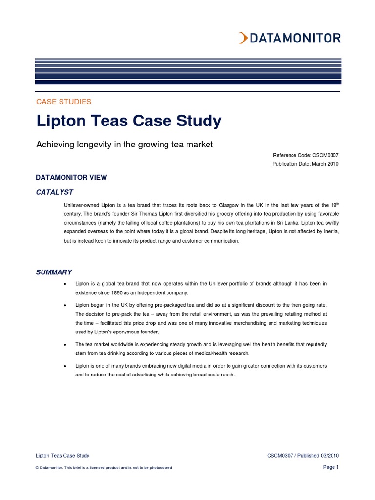 Lipton Tea Case Study | PDF | Tea | Brand