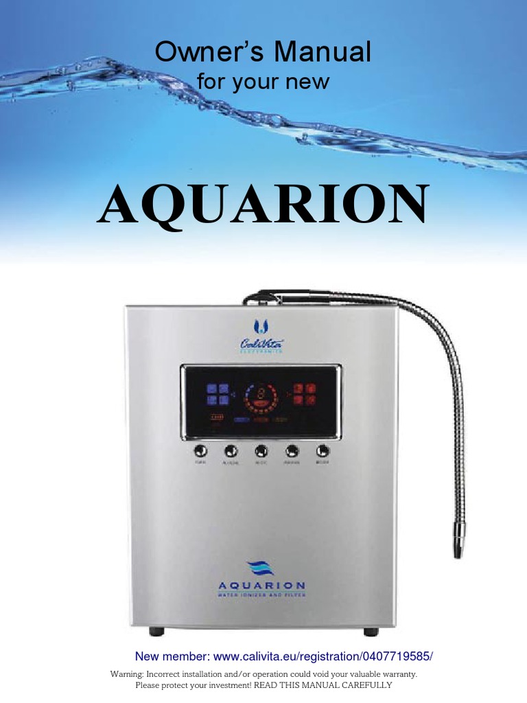 Aquarion Alkaline Water System Manual | PDF | Tap (Valve) | Alkalinity