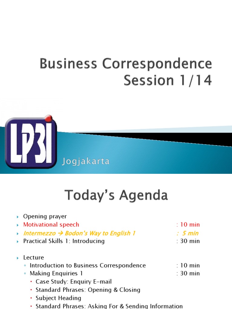 Introduction To Business Correspondence | PDF | Email | Business