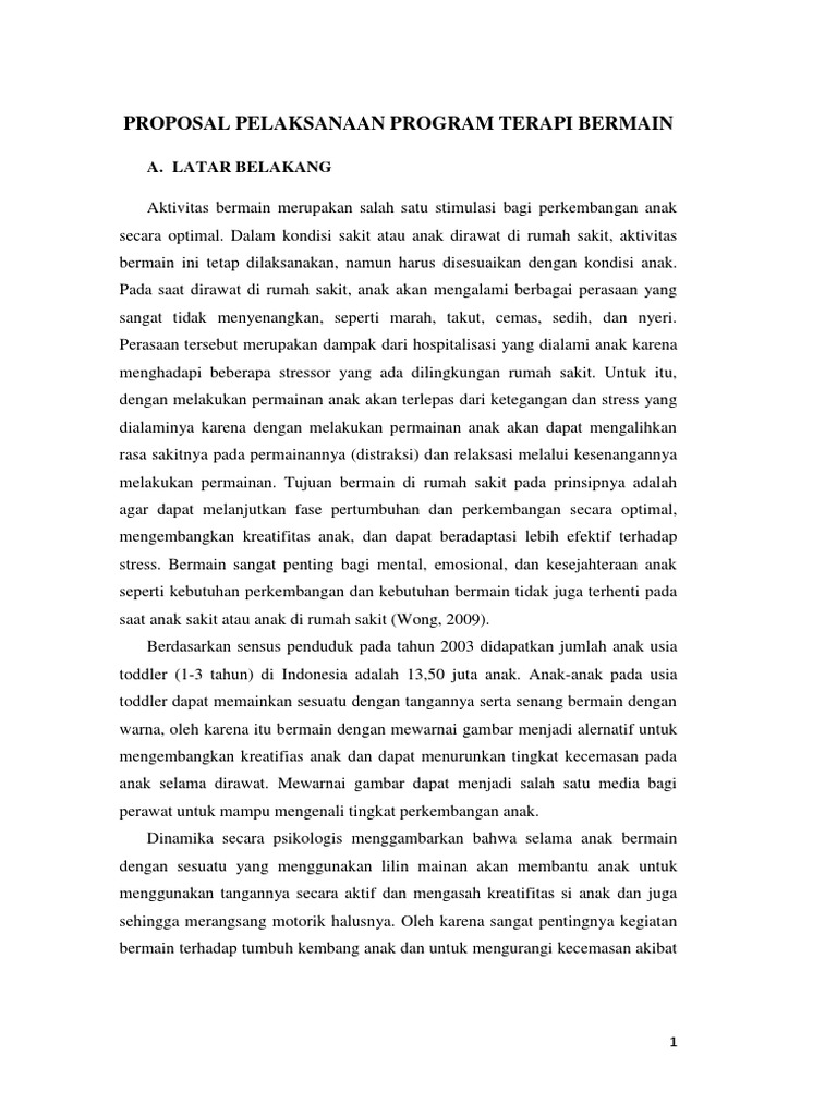 Proposal Pelaksanaan Program Terapi Bermain | PDF