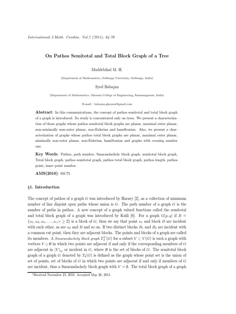 Pathos Block Graphs of Trees Explained | PDF | Visual Cortex | Graph Theory