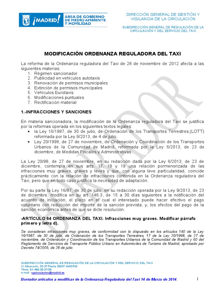 Modificaciones Ordenanza | PDF | Transporte | Business