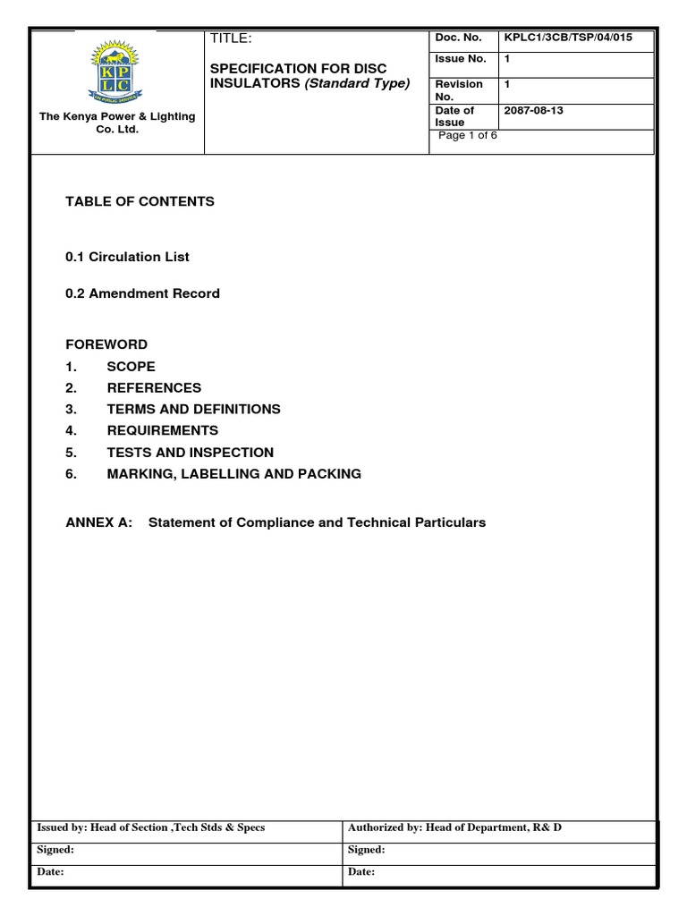 Disc Insulators | PDF | Specification (Technical Standard) | Insulator ...