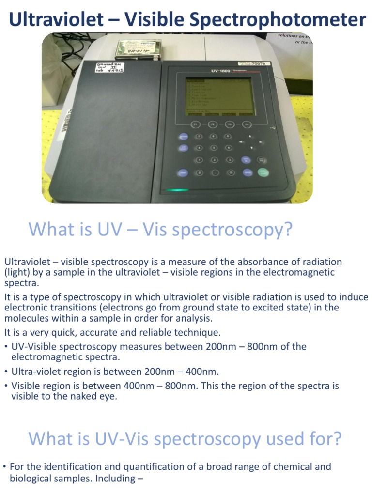 UV-Vis Spectroscopy Overview and Components | PDF | Ultraviolet–Visible ...