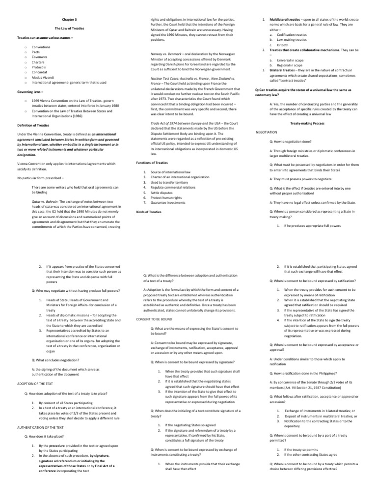 Q&A On Treaty-Making Process Public International Law | PDF | Treaty ...