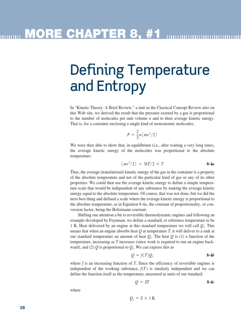 Tipler More Chapter 8 1-Defining Temperature and Entropy | PDF | Entropy | Temperature
