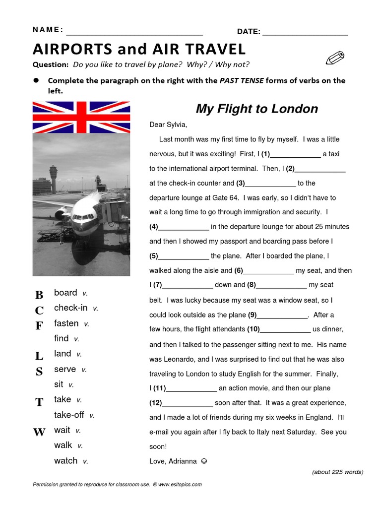 1 Esl Topics Bonus Air Travel Lesson 1 | PDF | Airport | Aviation