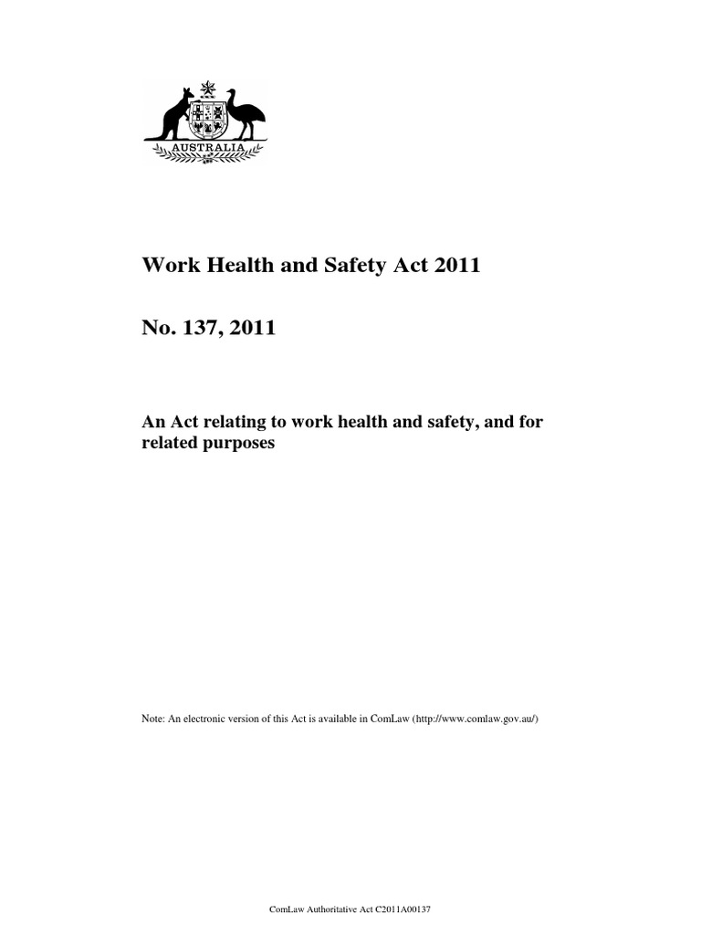 Work Health and Safety Act 2011 Overview | PDF | Occupational Safety ...