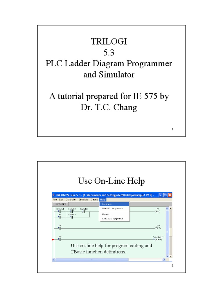 TRILOGI 5.3 PLC Ladder Diagram Programmer and Simulator A Tutorial | PDF | Programmable Logic ...