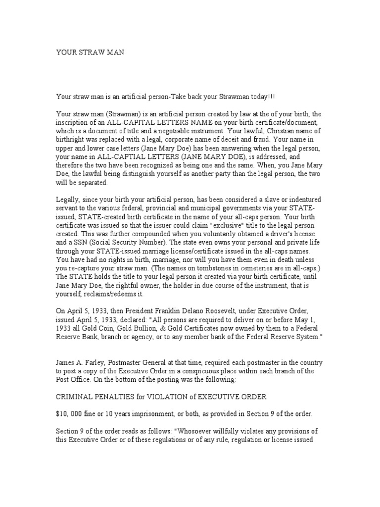 Your Straw Man | PDF | Executive Order | Promissory Note