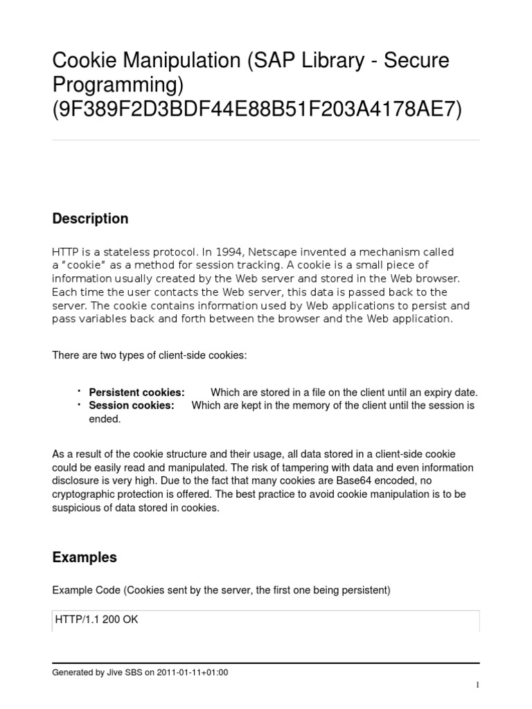 Cookie Manipulation | PDF | Http Cookie | Hypertext Transfer Protocol