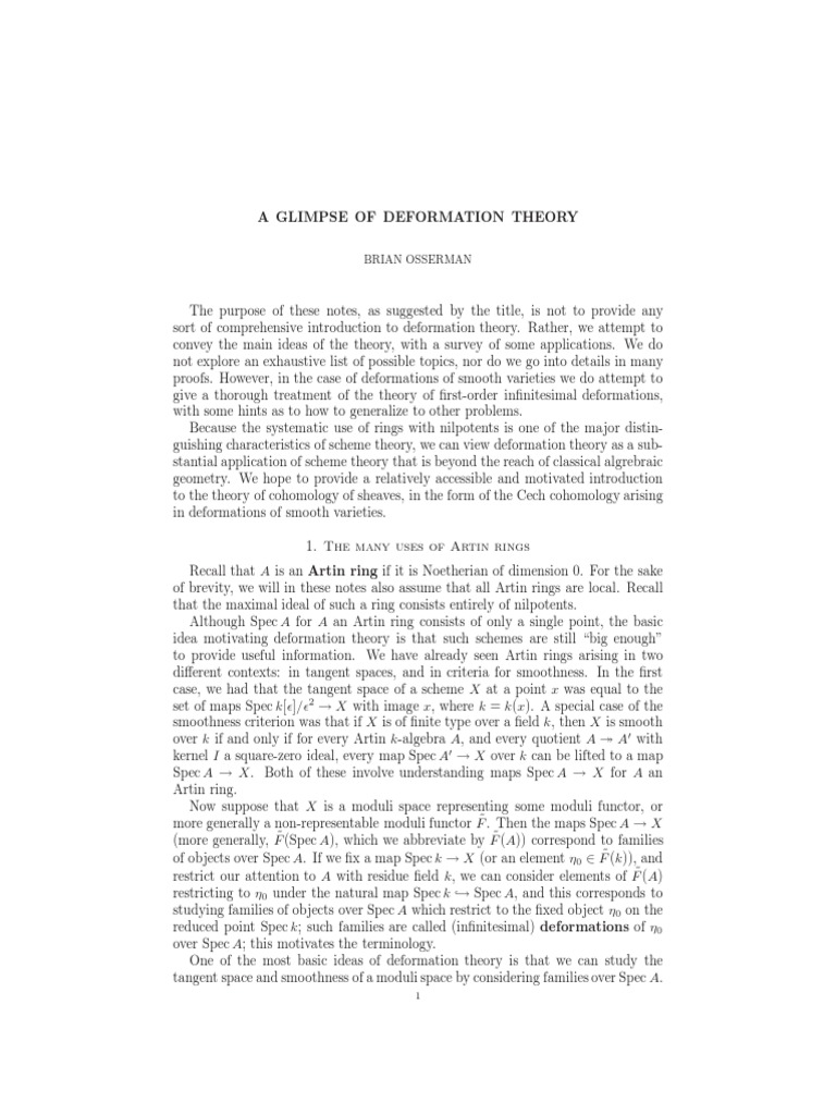 Glimpse of Deformation Theory Osserman | Download Free PDF | Ring ...