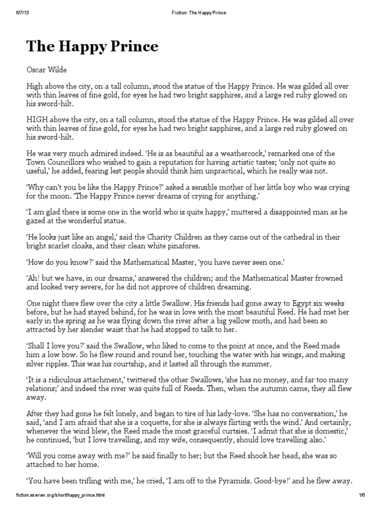 Fiction - The Happy Prince | PDF | The Happy Prince And Other Tales ...