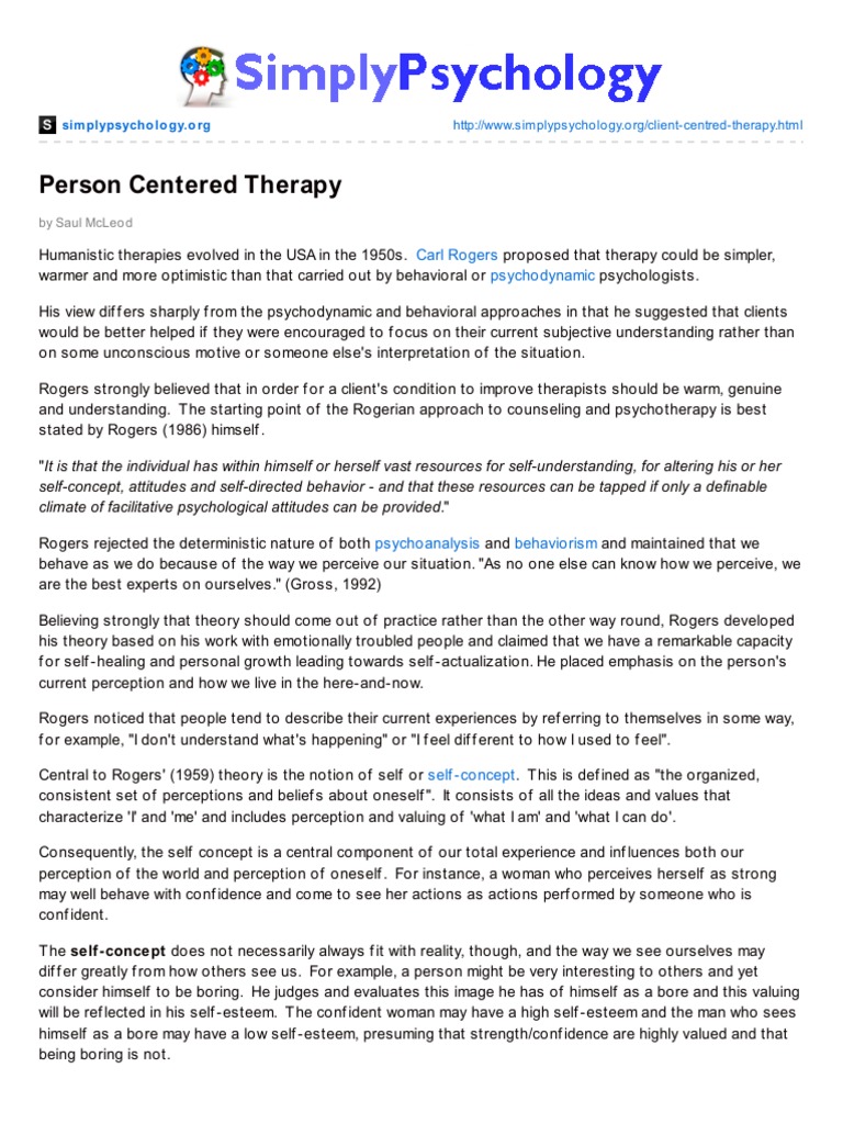 Person Centered Therapy | PDF | Psychotherapy | Humanistic Psychology