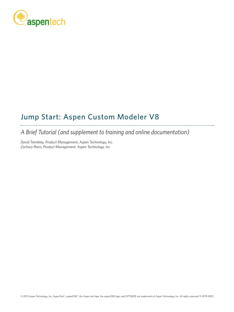 Jump Start Aspen Custom Modeler V8 PDF | PDF | Phase (Matter) | Enthalpy