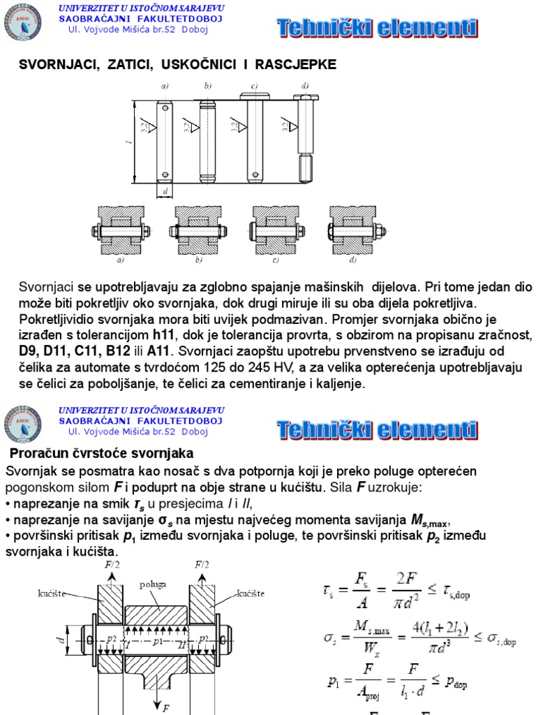 Tehnički Elementi 11 Svornjaci Zatici | PDF