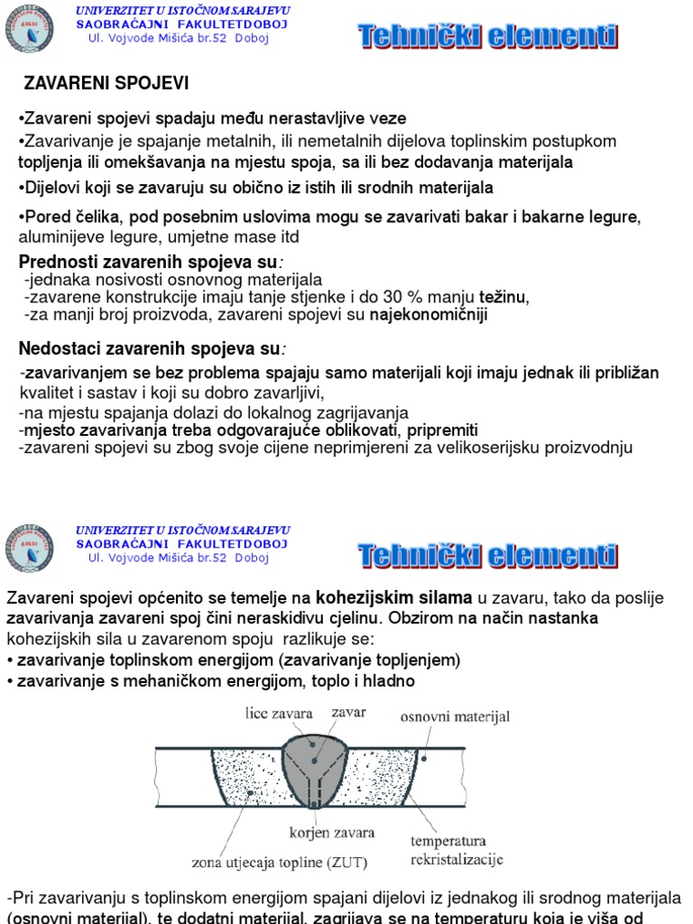 Tehnički Elementi 1a Zavareni Spojevi | PDF