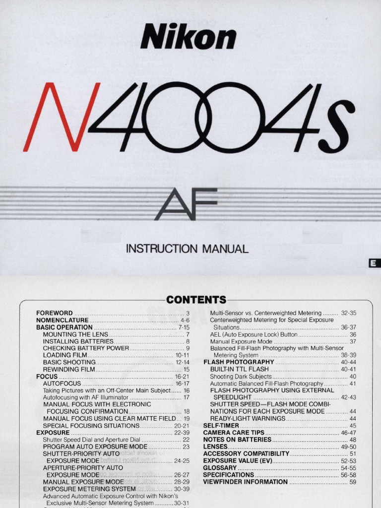 Nikon: Instruction Manual | PDF | Exposure (Photography) | Aperture