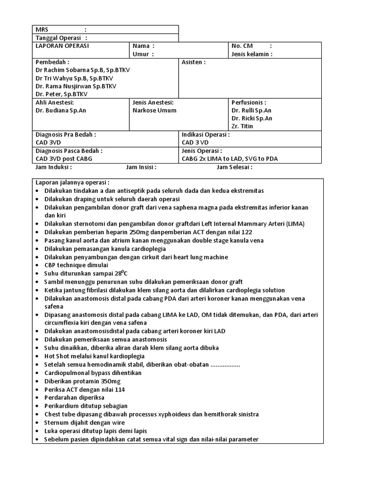 Format Laporan Operasi | PDF