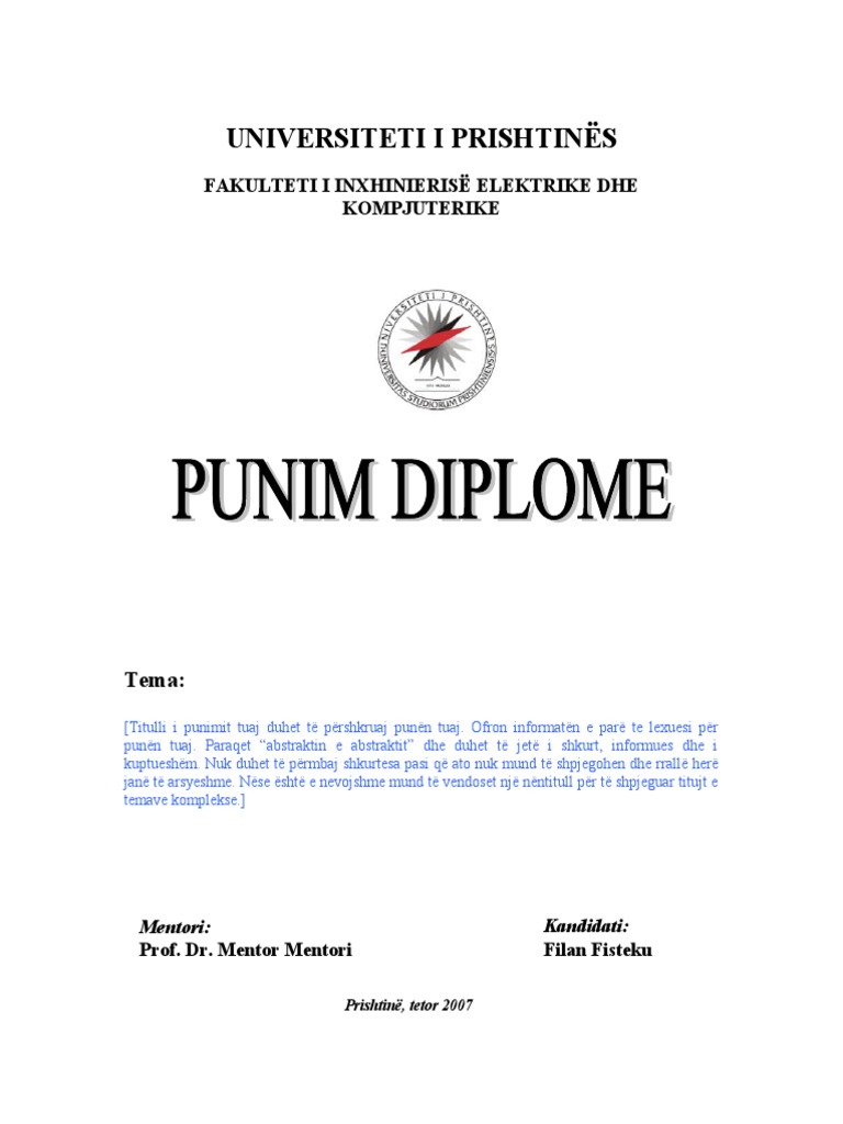 Template Per Diplomat e FIEK-Ut v1.1 | PDF