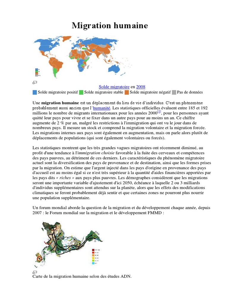 Migration Humaine | Migration humaine | Sciences environnementales et ...