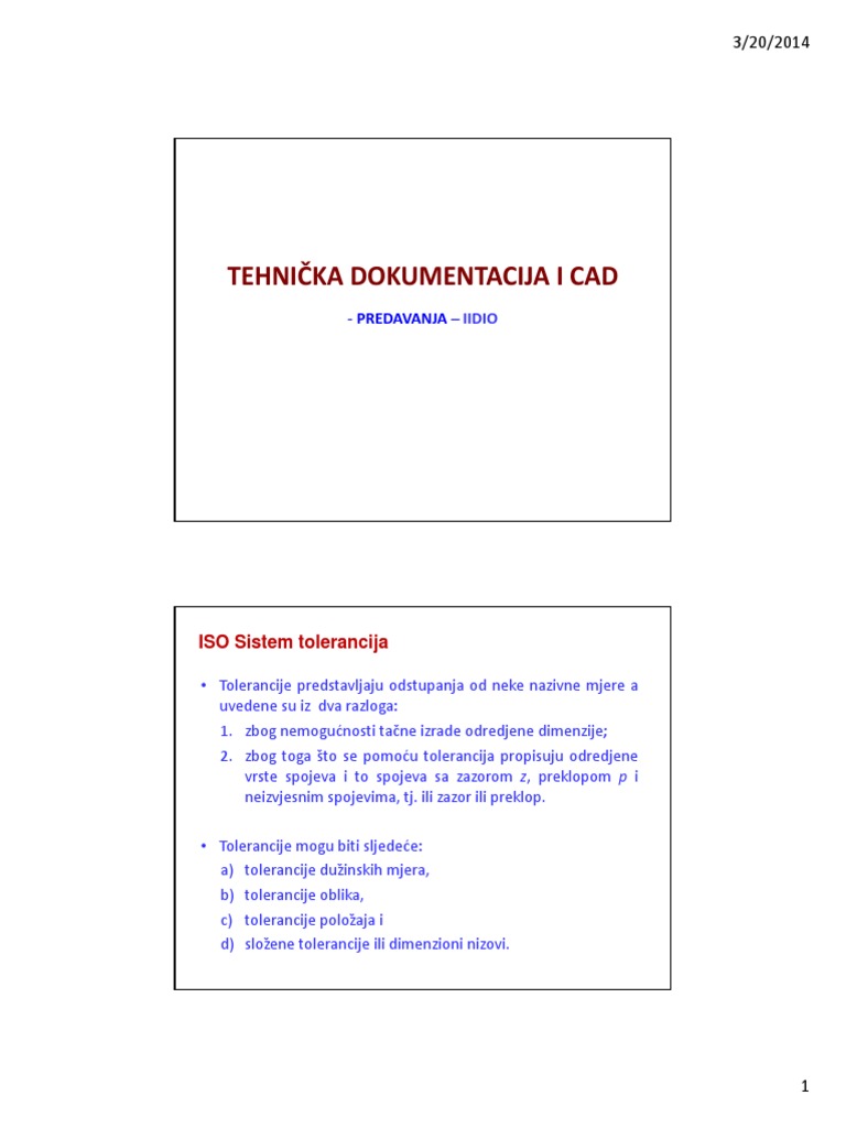 Tehnicka Dokumentacija I CAD - 2 | PDF