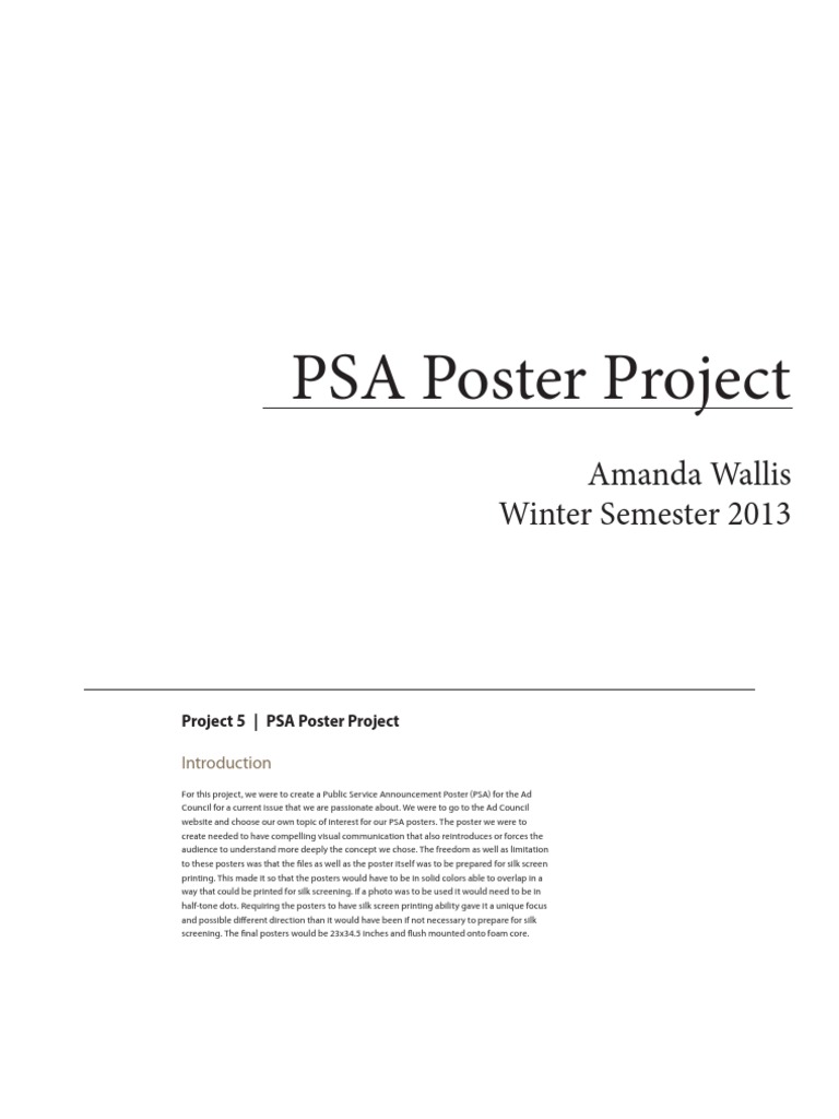 PSA Poster Project Workbook | PDF | Typefaces | Typography