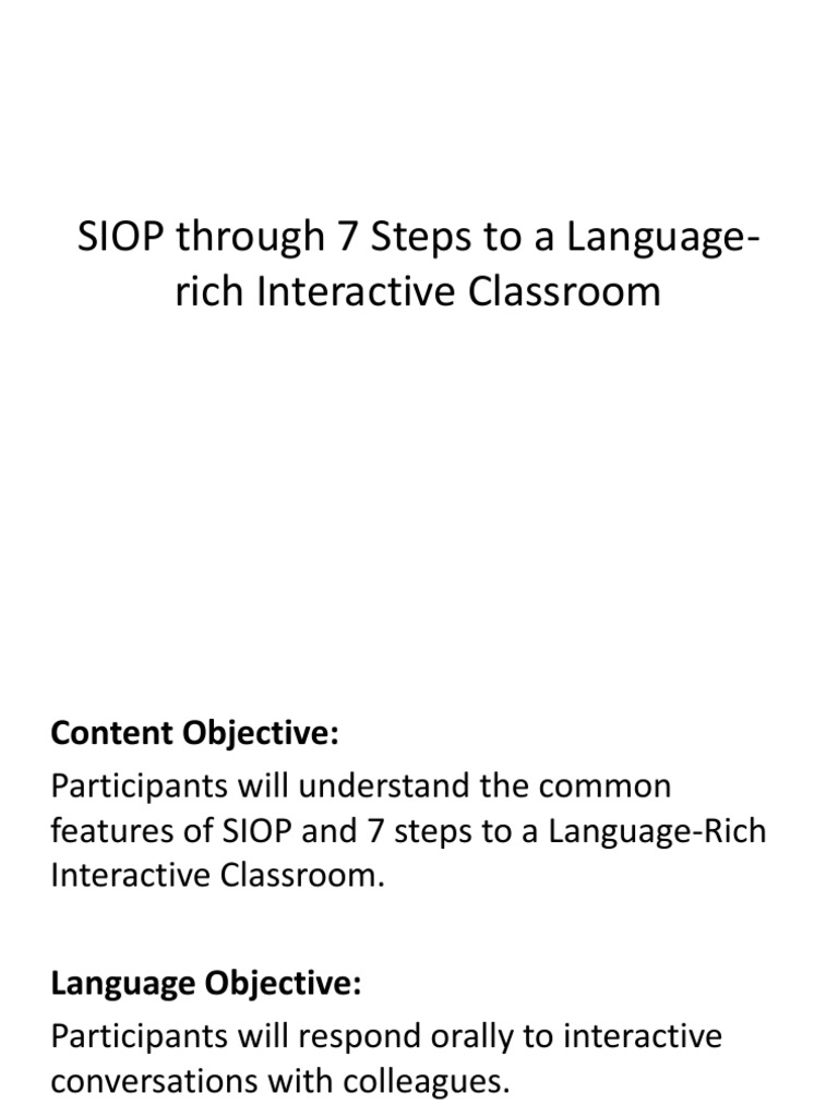 Siop Through 7 Steps To A Language-Rich Interactive | PDF