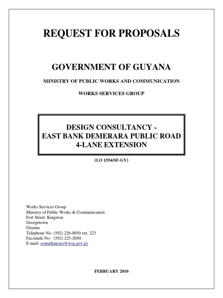 Guyana Road Design Consultancy RFP | PDF | Request For Proposal ...