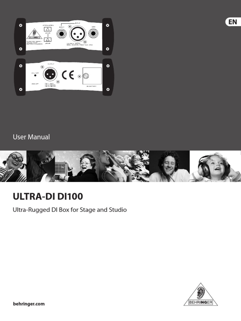 Ultra-Di Di100: User Manual | PDF | Microphone | Audio Engineering