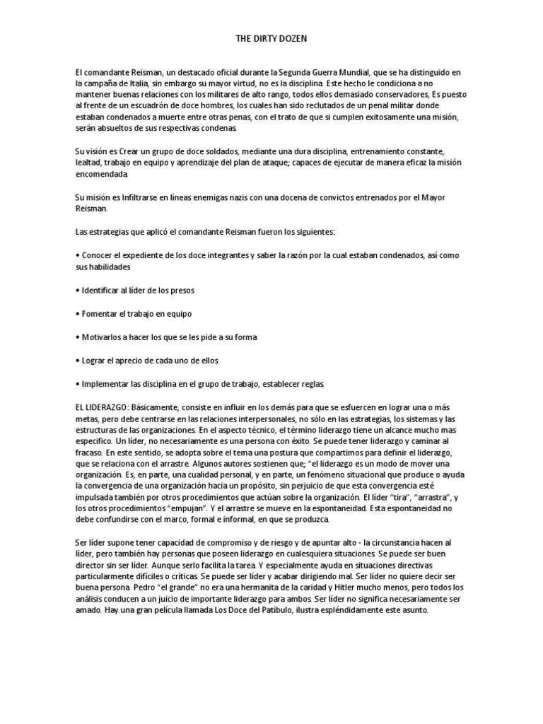 Los 12 Del Patibulo Estrategias | PDF | Grupo de trabajo | Liderazgo