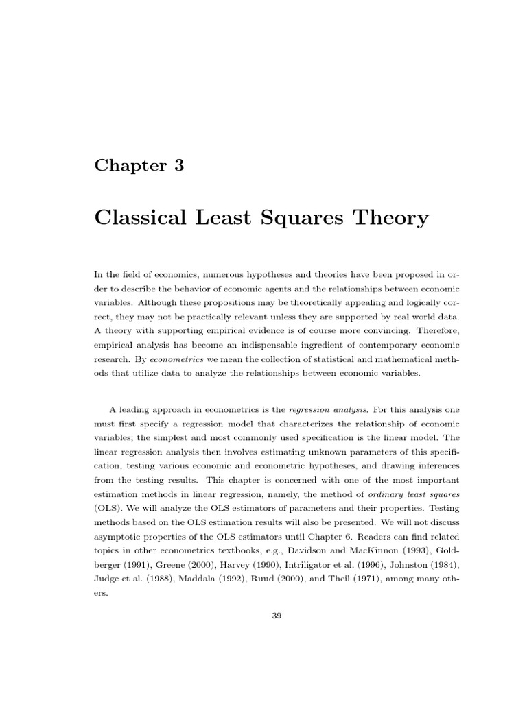Classical Least Squares Theory | PDF | Ordinary Least Squares ...