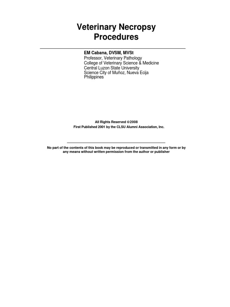 Veterinary Necropsy Procedures | PDF