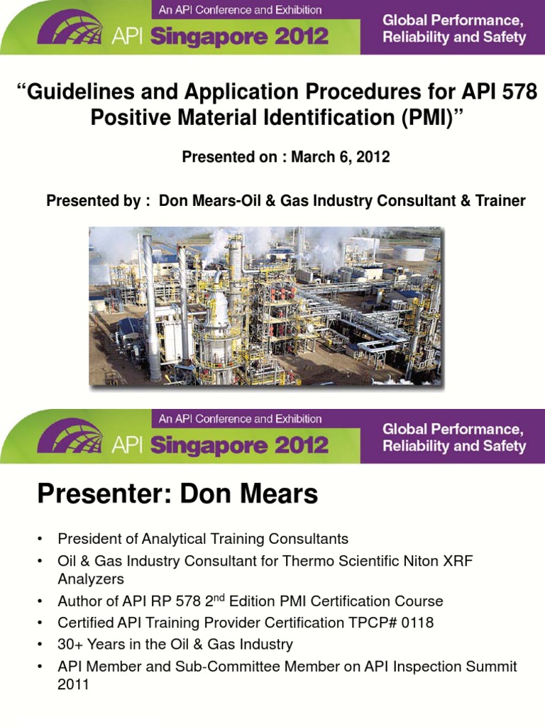 Guidelines and Application Procedures For API 578 PMI Final | PDF ...