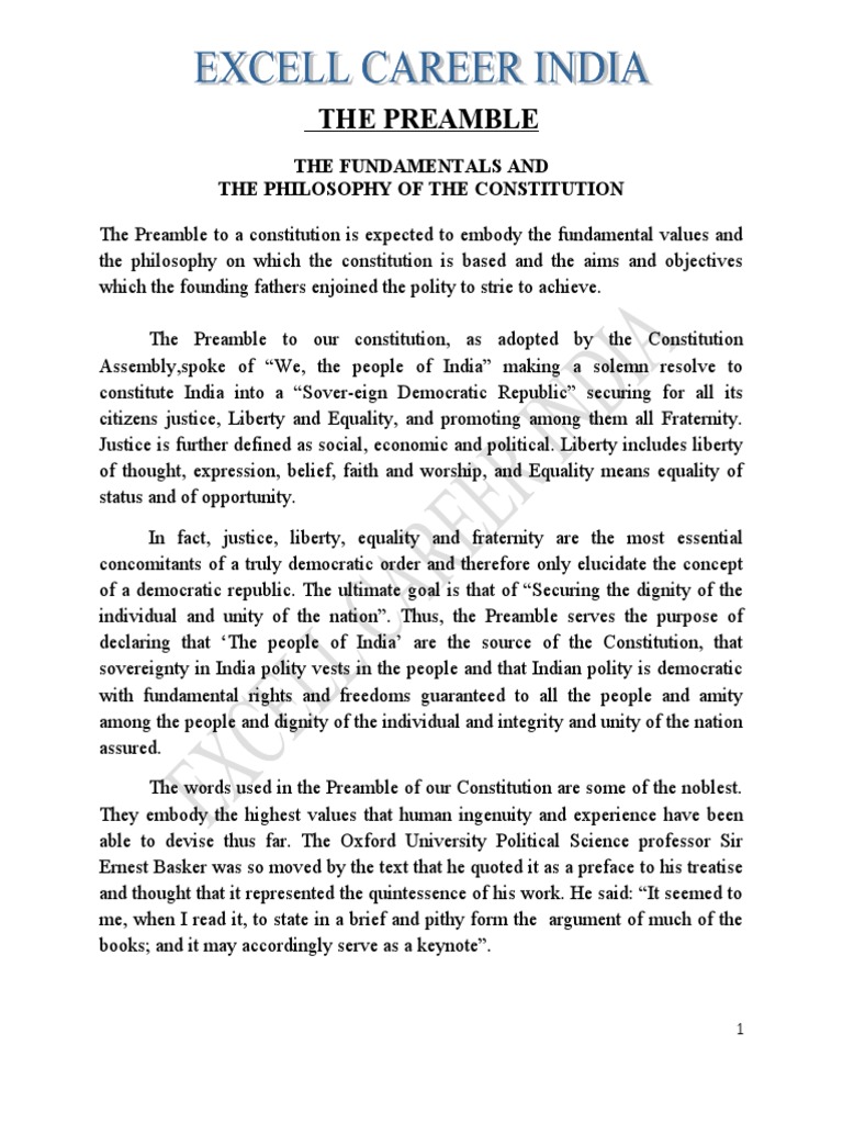 The Preamble: The Fundamentals and The Philosophy of The Constitution ...