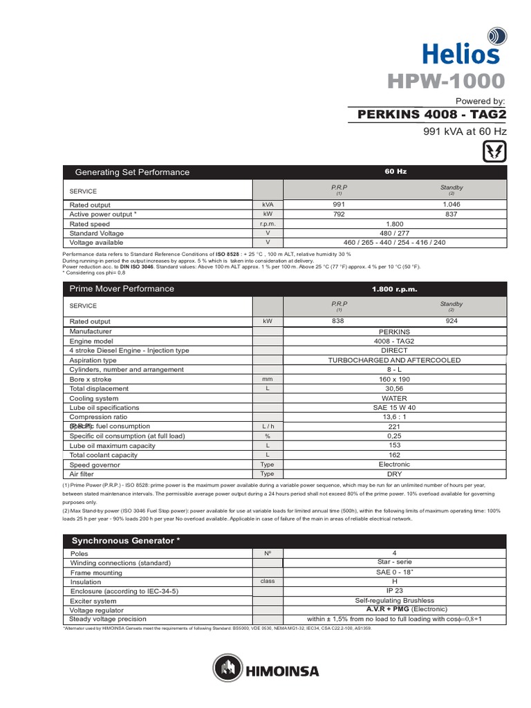 Perkins 4008 - Tag2: Generating Set Performance | PDF | Engines ...