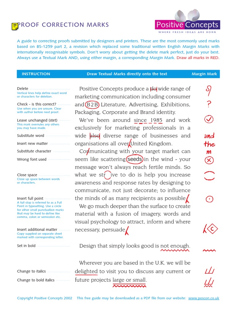 Positive Concepts: Proof Correction Marks | PDF | Quotation Mark ...