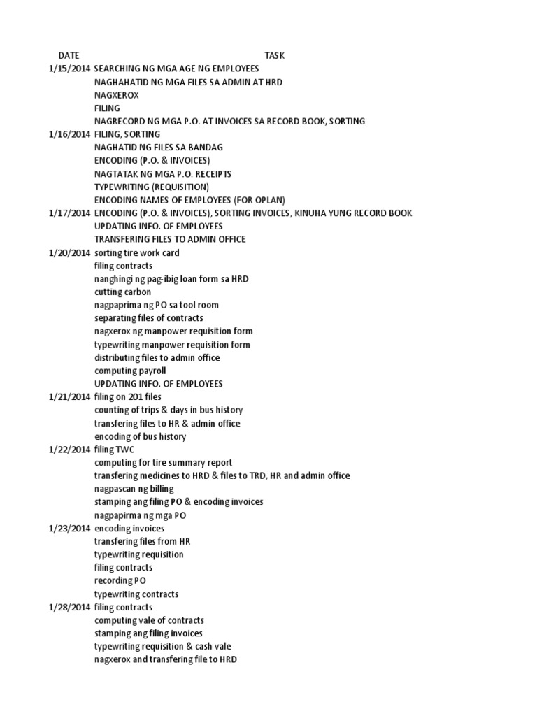 Ojt Daily Task | PDF | Business