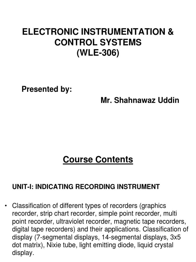 Electronic Instrumentation & Control | PDF | Control Theory | Force