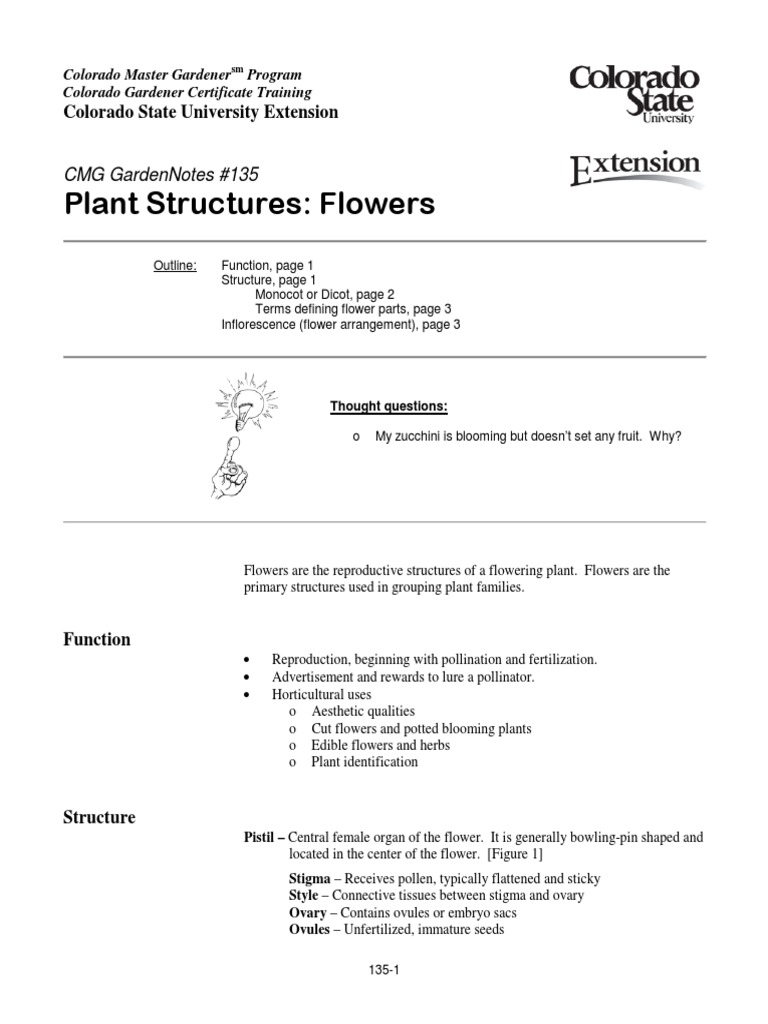 Plant Structures: Flowers: CMG Gardennotes #135 | Download Free PDF ...