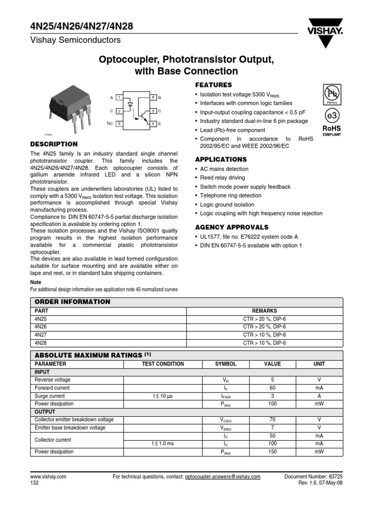 Optocoupler Specs for Engineers | PDF | Technology & Engineering