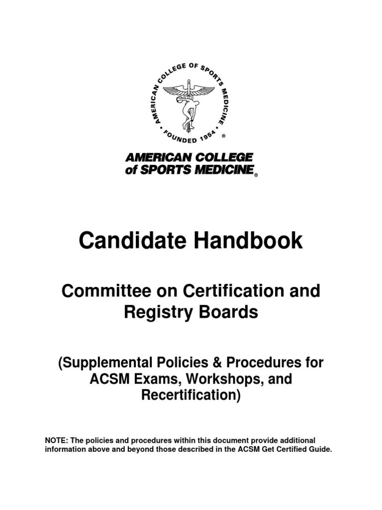 Candidate Handbook: Committee On Certification and Registry Boards ...