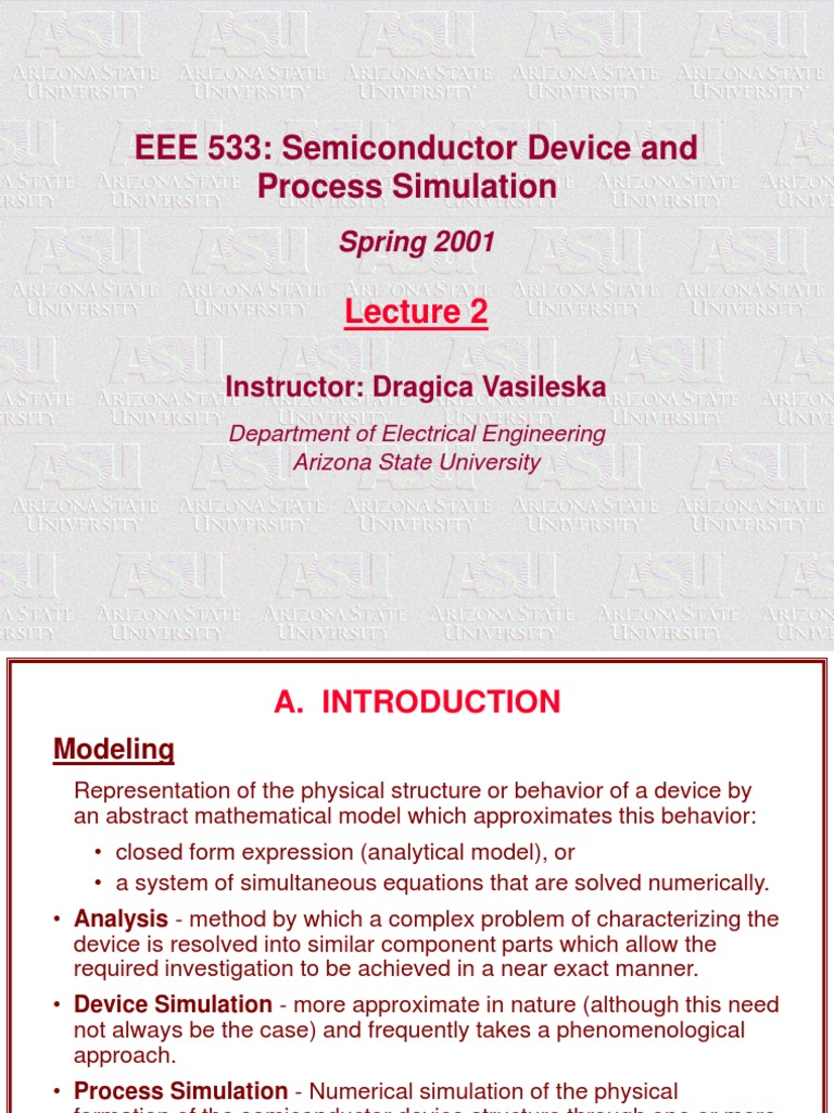 EEE 533: Semiconductor Device and Process Simulation: Spring 2001 | PDF | Electrical Engineering ...
