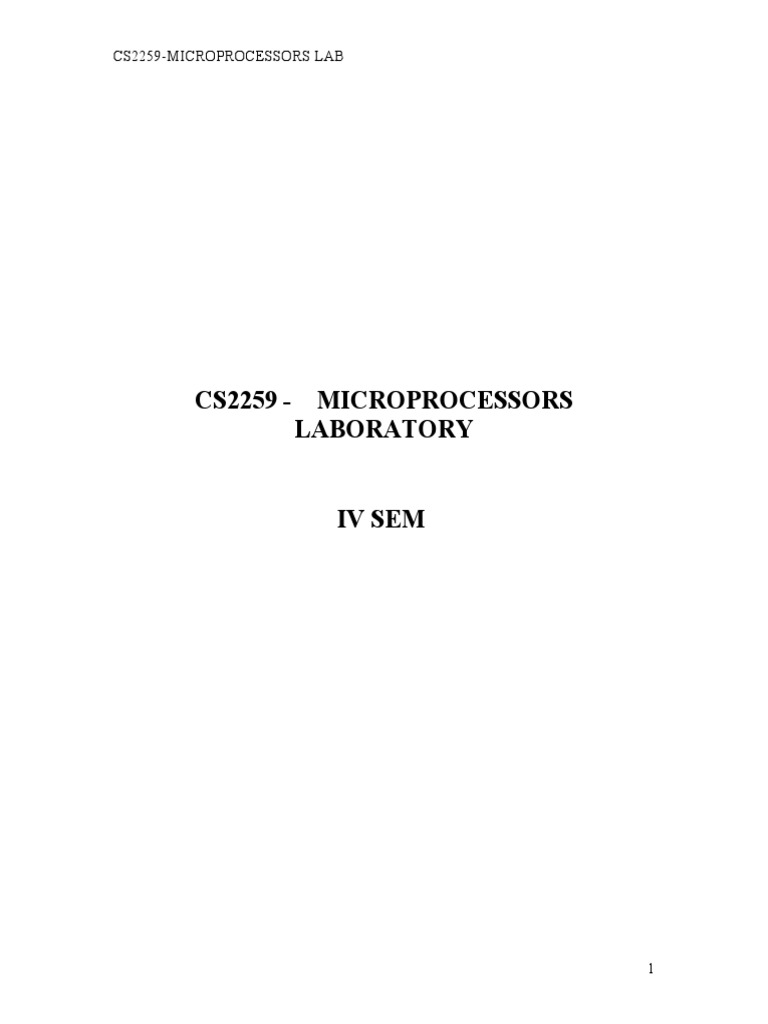Cs2259 - Microprocessors Laboratory | PDF | Central Processing Unit | Array Data Structure