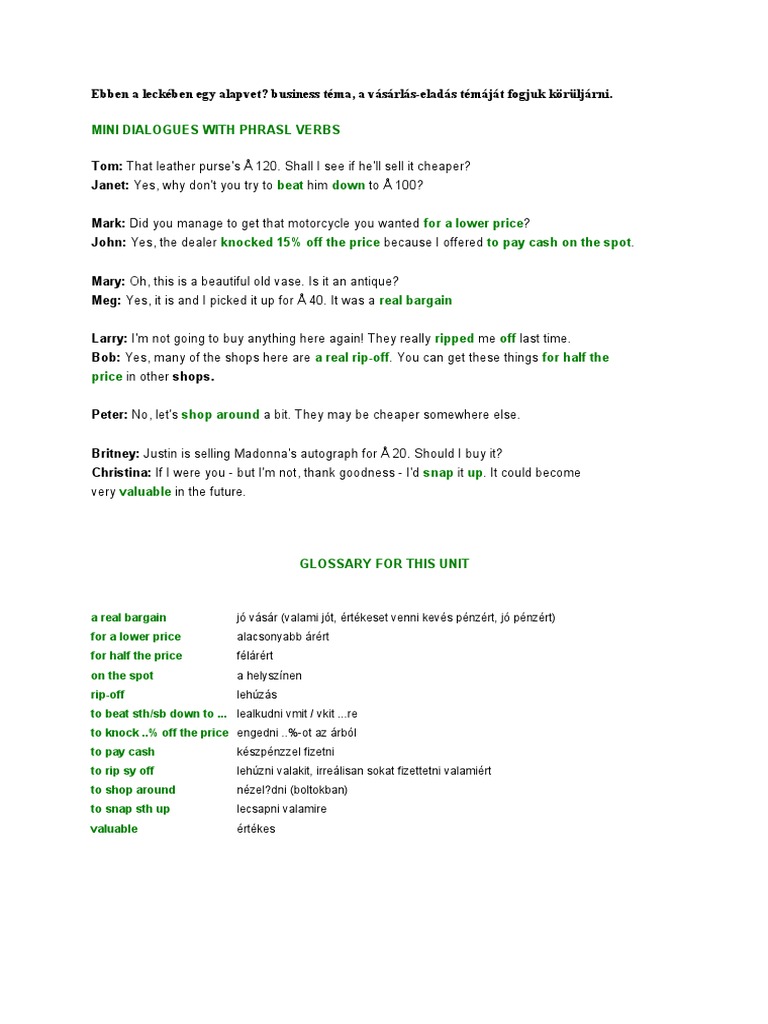 Mini Dialogues With Phrasl Verbs: Him To Å 100? ? Because I Offered ...