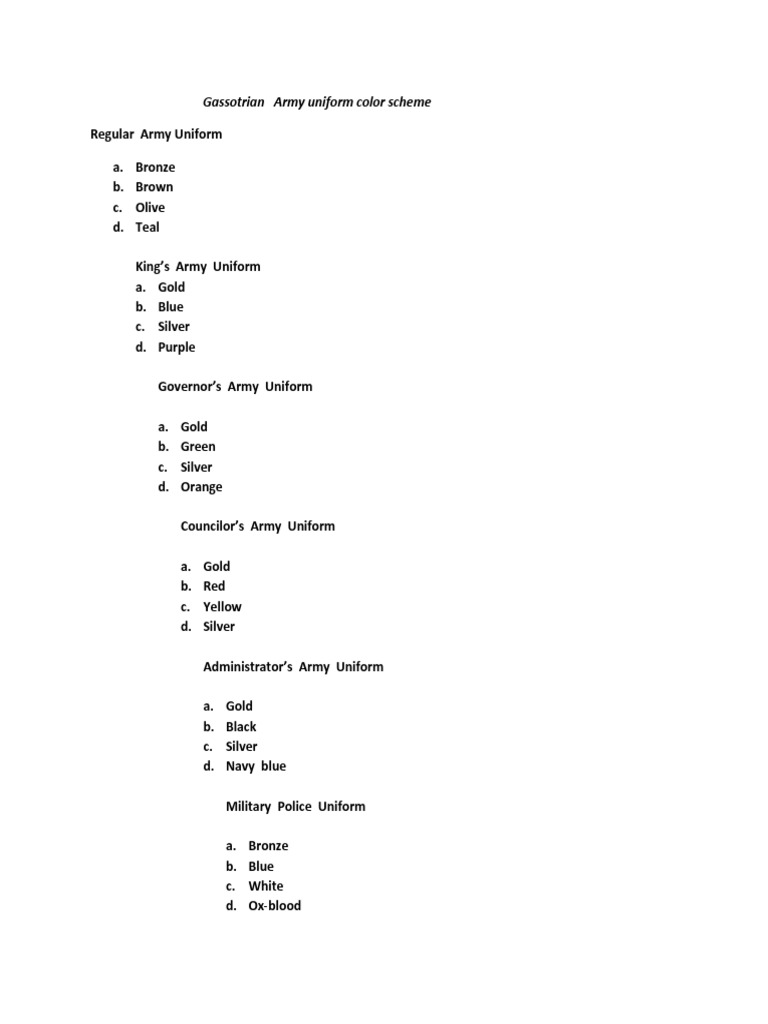 Army Uniform Color Scheme | PDF | History