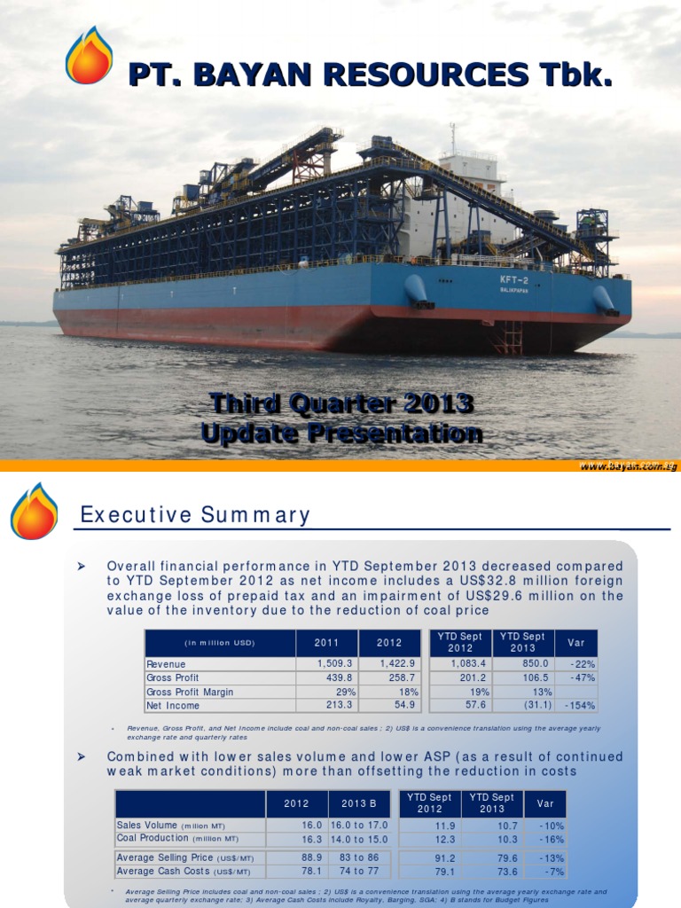 Bayan Resources Q3 2013 Financial Update | PDF | Euro | Revenue