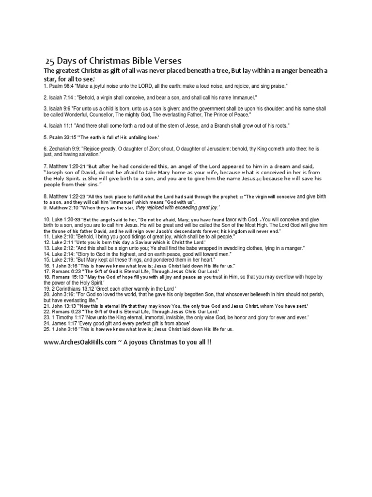 25 Christmas Bible Verses Countdown | PDF | Eternal Life (Christianity ...