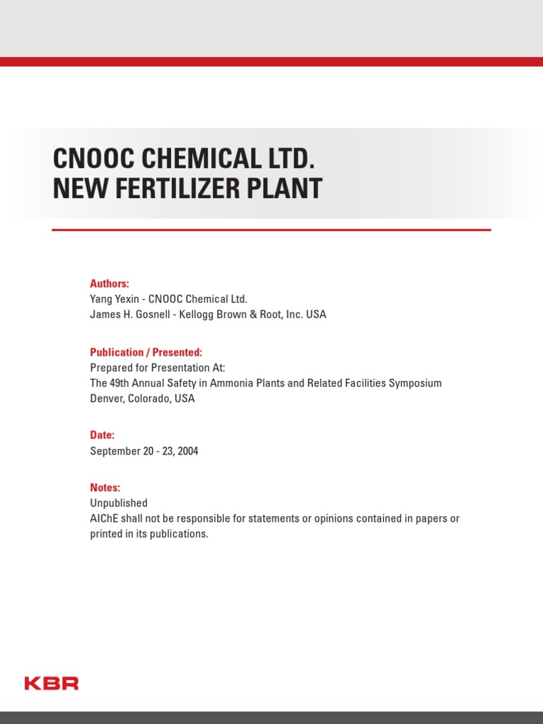 CNOOC Chemical LTD New Fertilizer Plant | PDF | Home & Garden