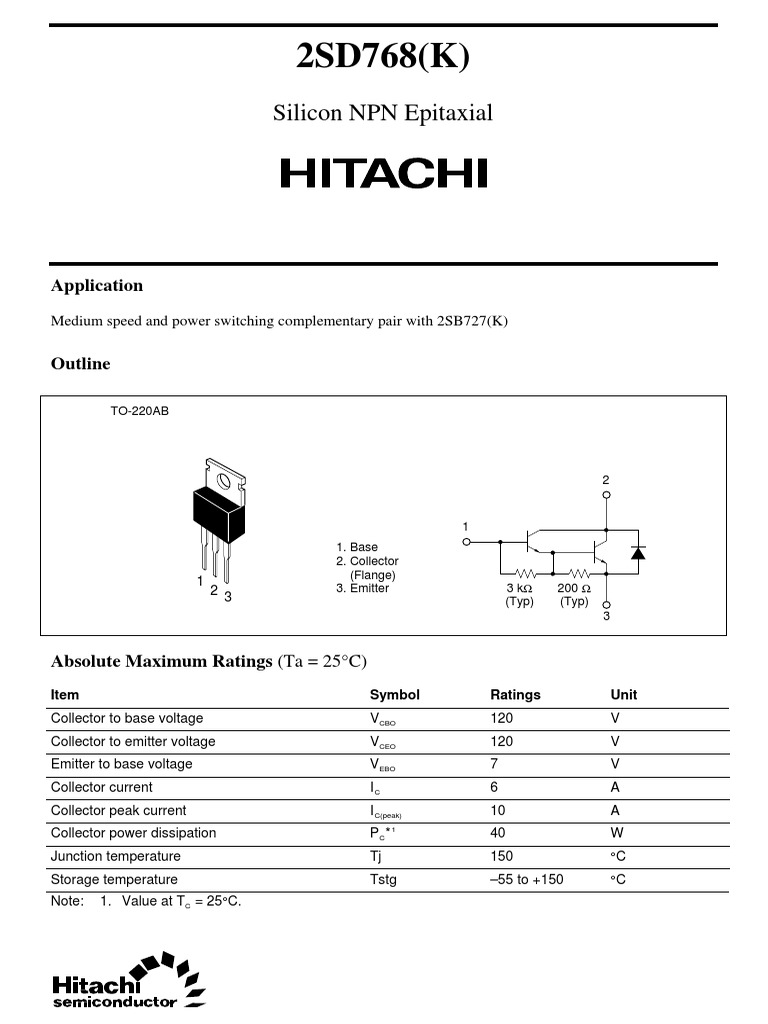 Silicon NPN Epitaxial: Application | PDF | Reliability Engineering | Bipolar Junction Transistor
